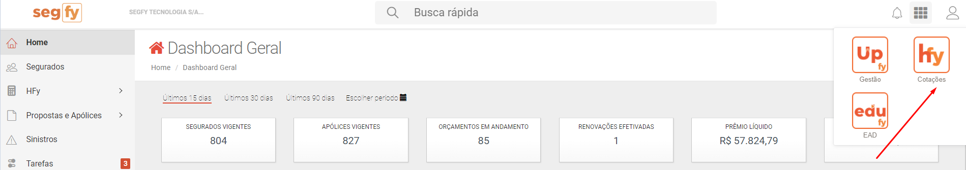 Segfy - Como acessar o Edufy, Hfy, e UPfy direto do Segfy?