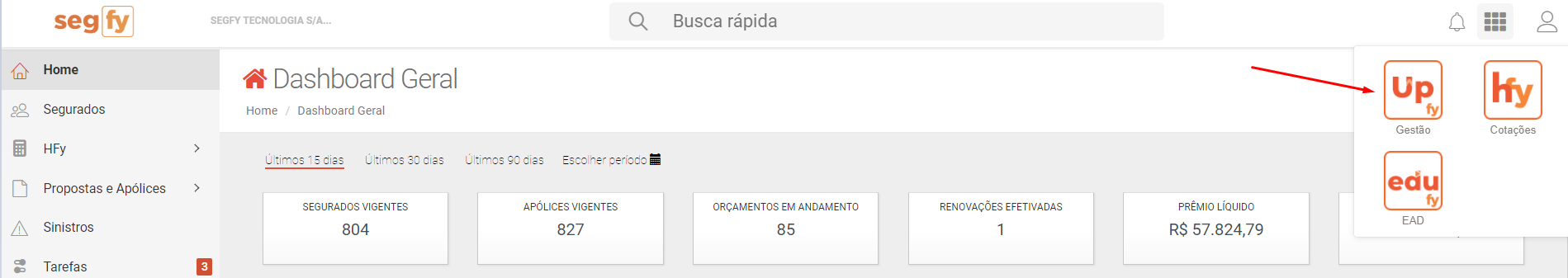 Segfy - Como acessar o Edufy, Hfy, e UPfy direto do Segfy?
