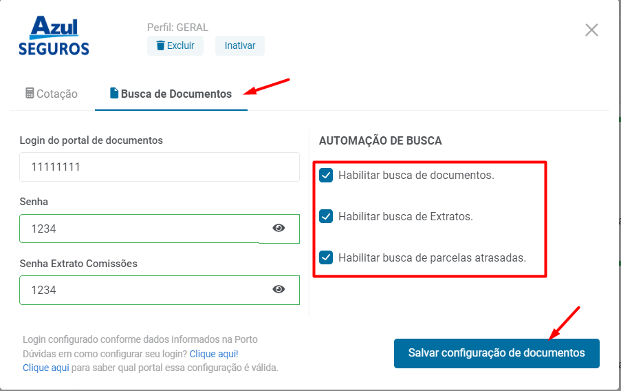 Logins Seguradoras - Como configurar o login da Azul
